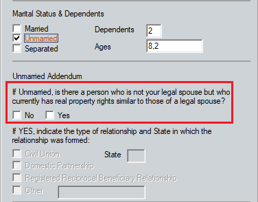 1605 Printing the Unmarried Addendum for the redesigned Loan Application form 1003